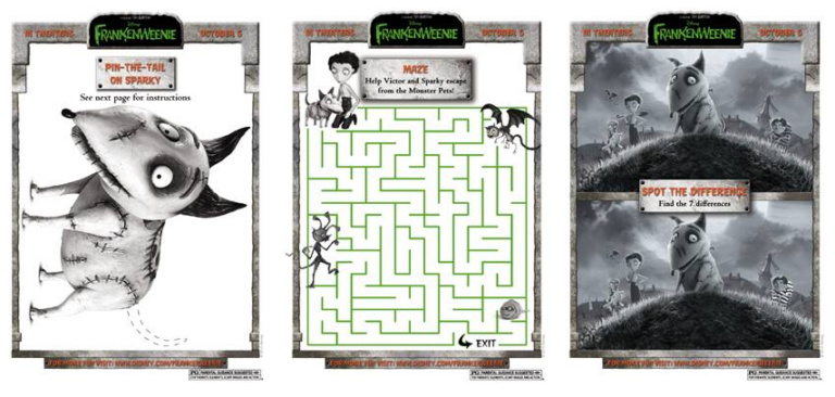 FREE Printable Frankenweenie Activity Sheets - Jinxy Kids