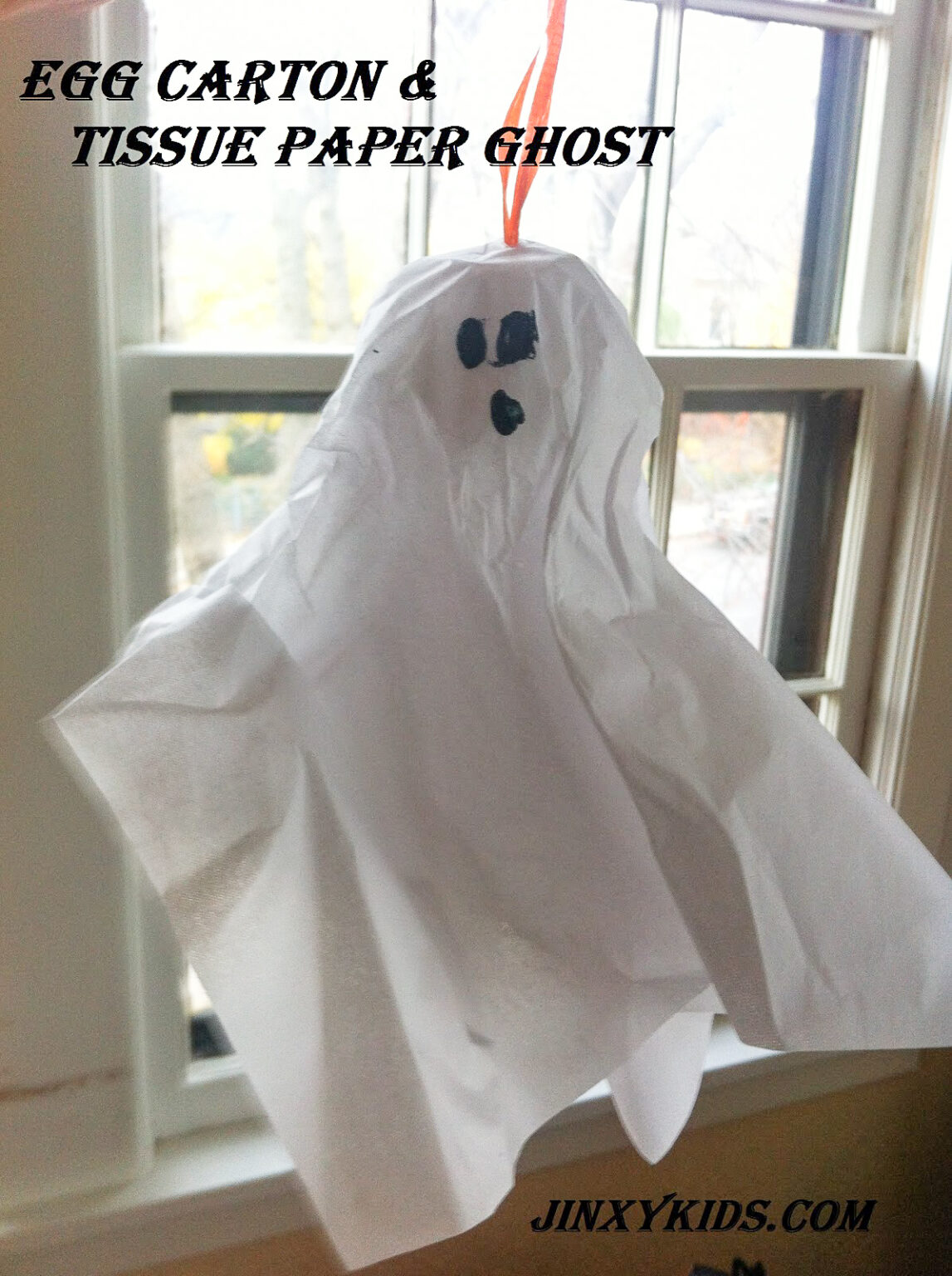 Halloween Craft: Make an Egg Carton and Tissue Paper Ghost - Jinxy Kids