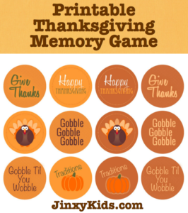 FREE Printable Thanksgiving Memory Game - Jinxy Kids