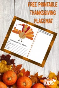 FREE Printable Thanksgiving Placemat with Activities - Jinxy Kids