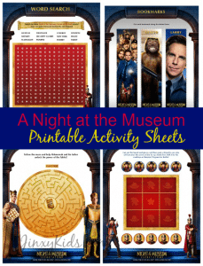 A Night at the Museum Printable Activity Sheets - Jinxy Kids