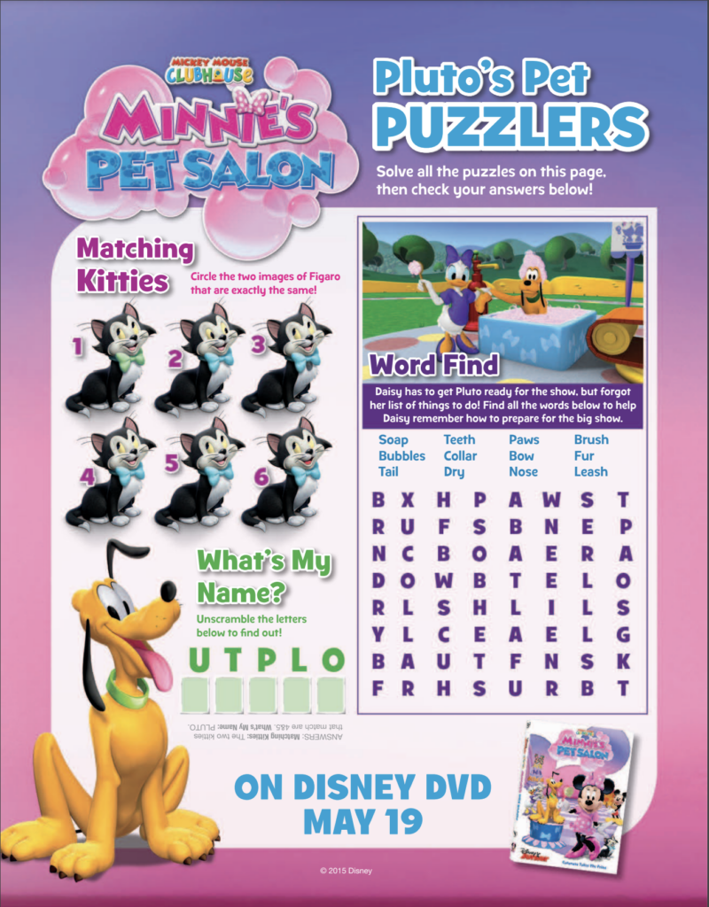 Mickey Mouse Clubhouse: Minnie's Pet Salon DVD Printable Activity ...