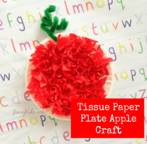 Tissue Paper Plate Apple Craft - Jinxy Kids