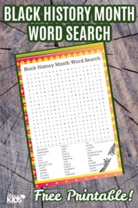 FREE Printable Black History Month Word Search Puzzle - Jinxy Kids