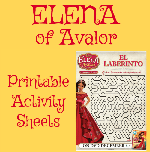 Elena of Avalor Printable Activity Sheets - Jinxy Kids