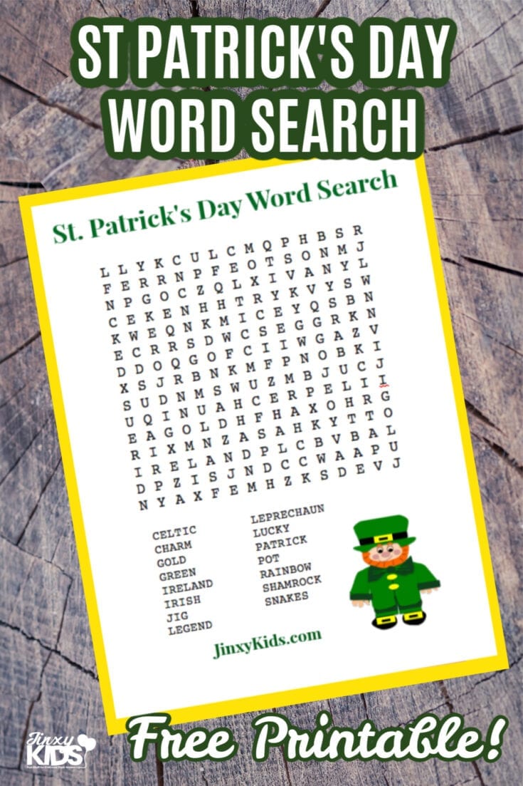 FREE Printable St Patricks Day Word Search Puzzle - Jinxy Kids