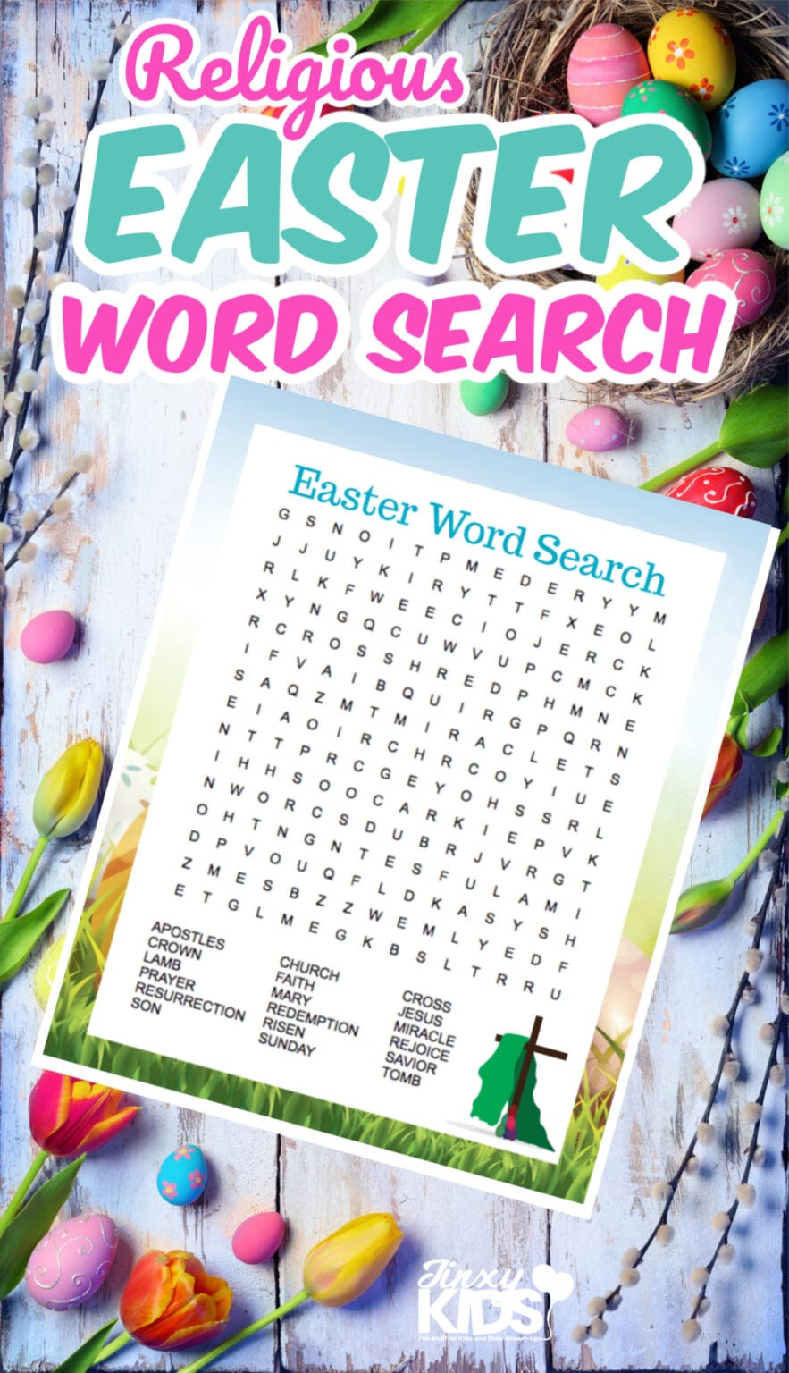 Printable Religious Easter Word Search Puzzle - Jinxy Kids