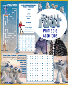 SMALLFOOT Printable Activities - Jinxy Kids