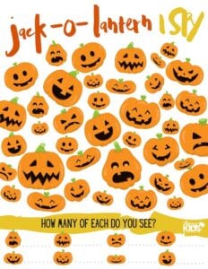 Free Printable Jack-O-Lantern Halloween I Spy Game - Jinxy Kids