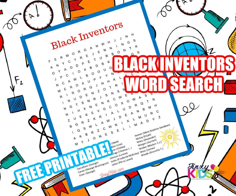 FREE Printable Black Inventors Word Search Puzzle - Jinxy Kids