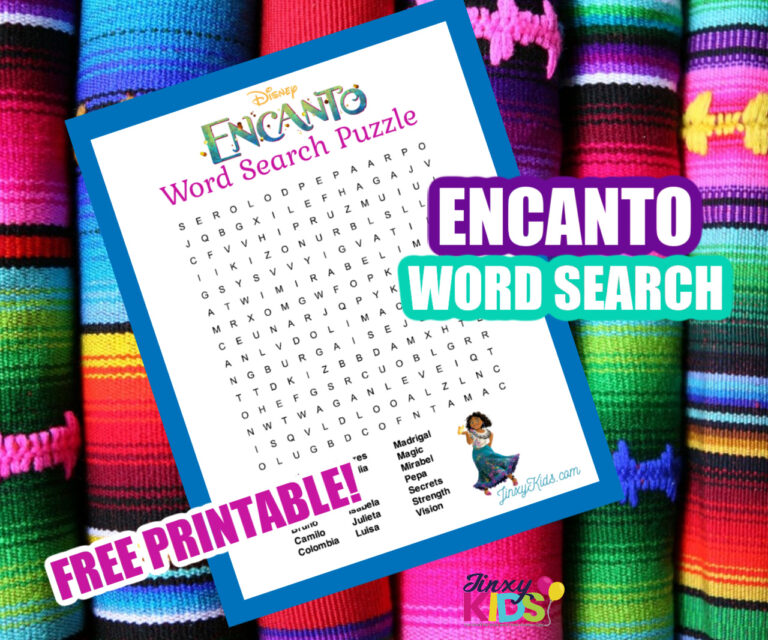 FREE Printable Encanto Word Search Puzzle - Jinxy Kids