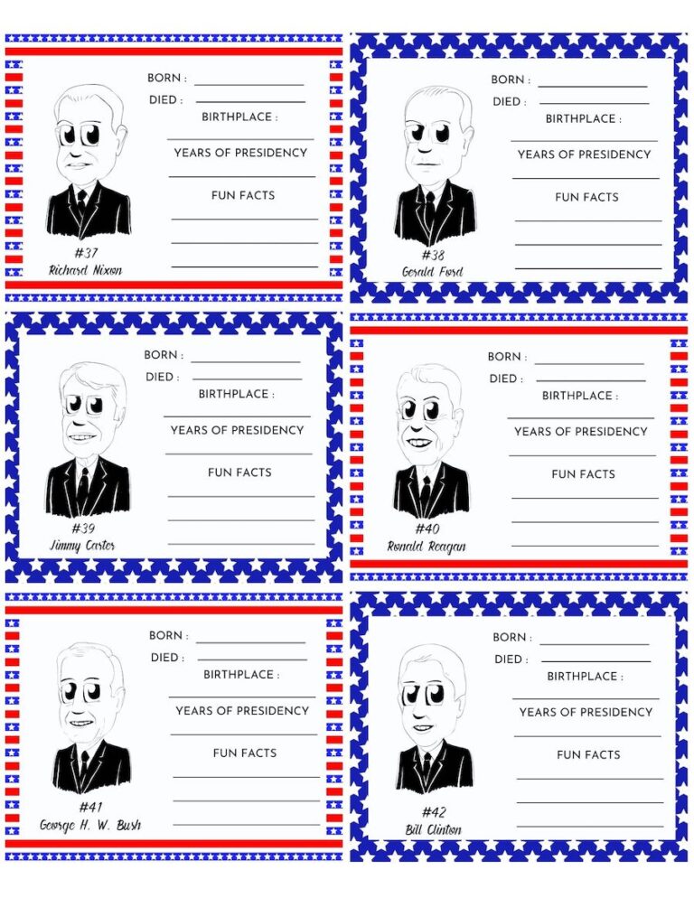 FREE Printable Presidents Day Activity Cards - Know Your Presidents ...