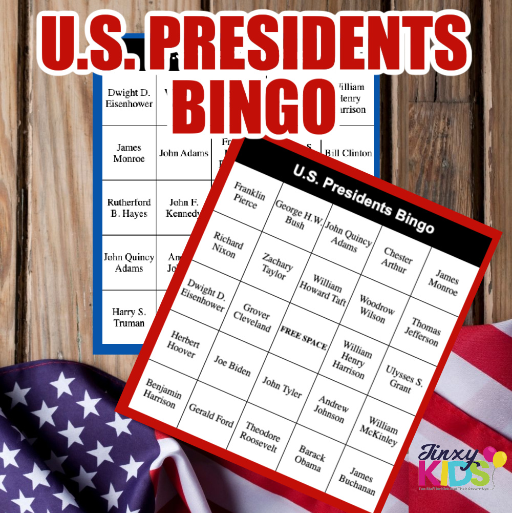 FREE Printable US Presidents Bingo Game - Jinxy Kids