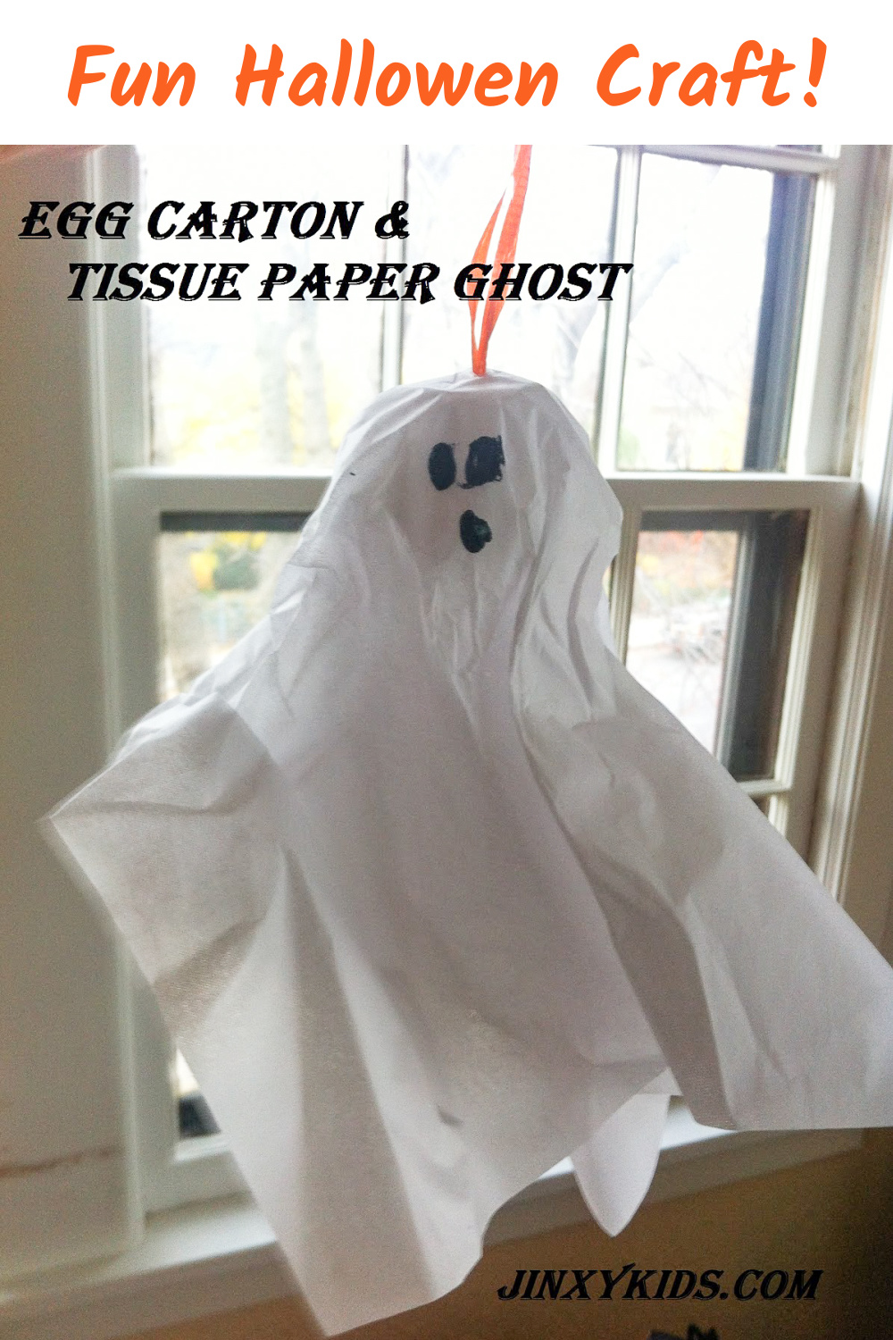 Halloween Craft: Make an Egg Carton and Tissue Paper Ghost - Jinxy Kids