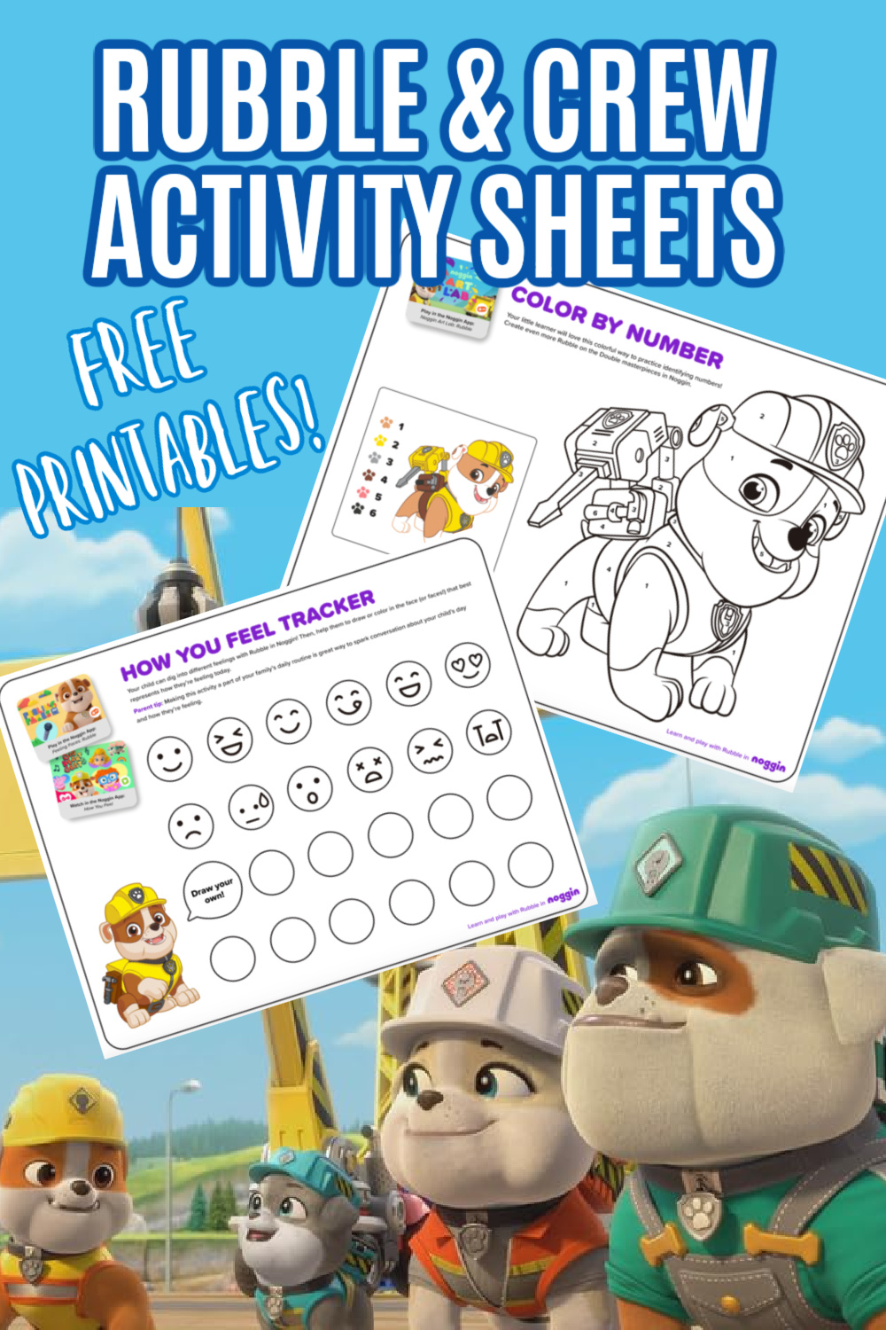 Free Printable Rubble & Crew Activity Sheets - Jinxy Kids