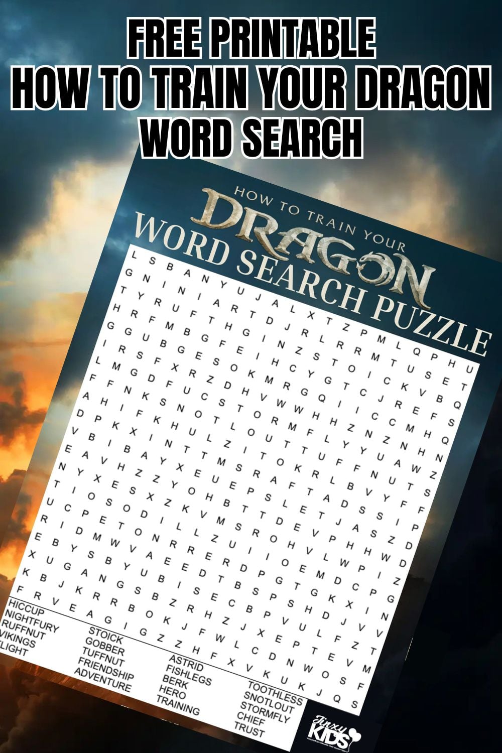 Free Printable How to Train Your Dragon Word Search Puzzle - Jinxy Kids