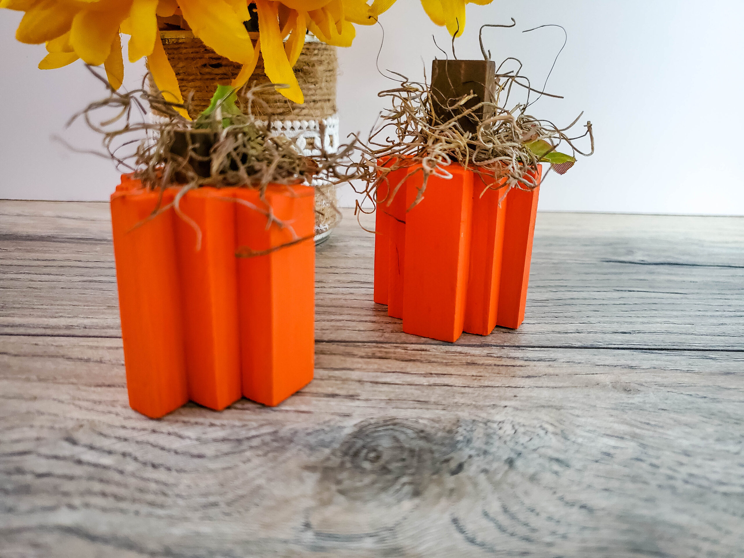 Wooden Block Pumpkins - Thrifty Jinxy